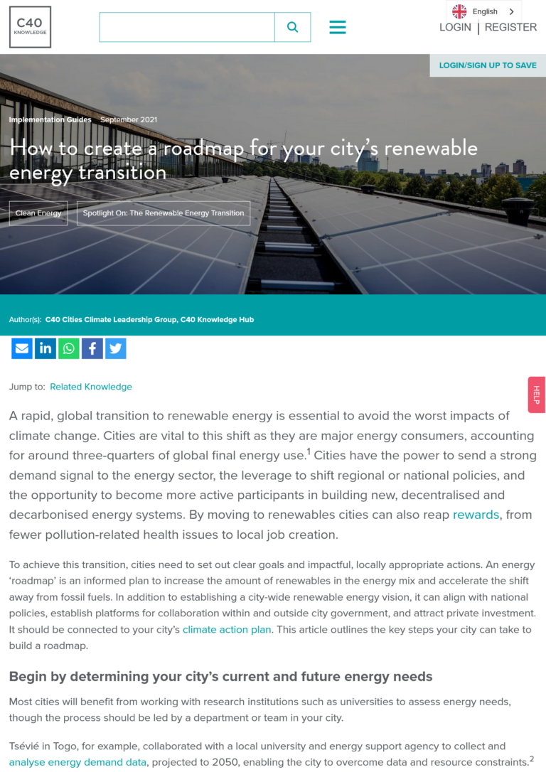 How to create a roadmap for your city’s renewable energy transition ...